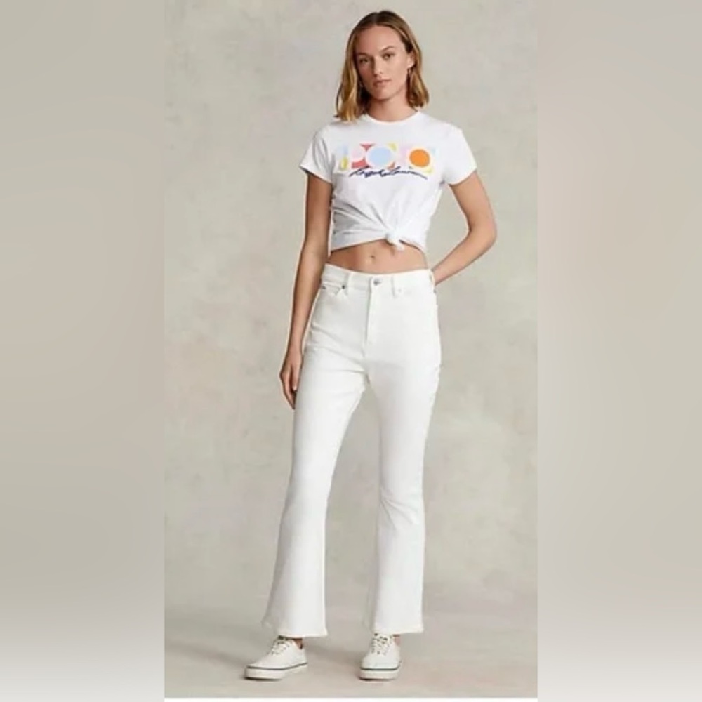 Polo Ralph Lauren White Sharona Crop Flare Jean - Gem
